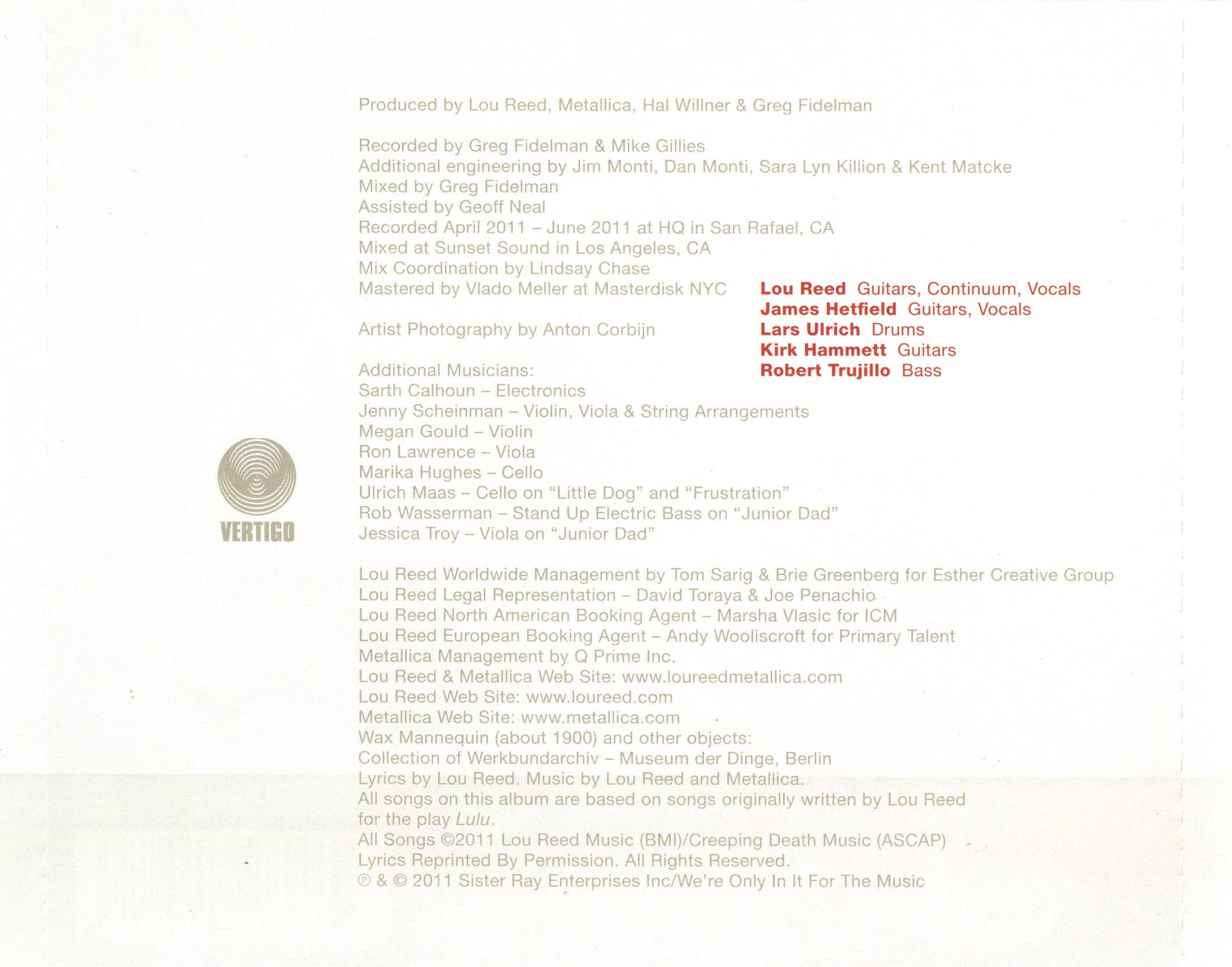 Metallica Lou Reed and Metallica : Back | CD Covers | Cover Century ...